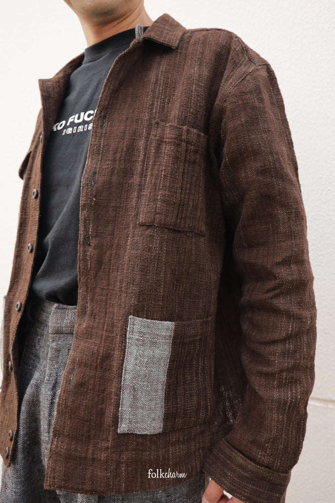 Iconic Cuban Collar Jacket (Genderless) in Dark Ebony/Indigo ...