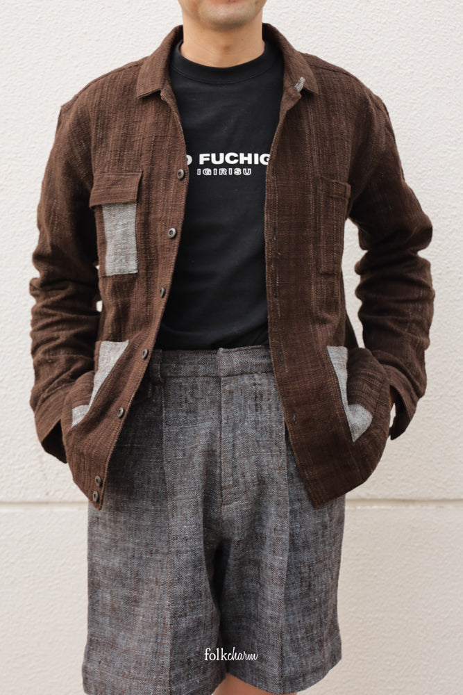 Iconic Cuban Collar Jacket (Genderless) in Dark Ebony/Indigo ...